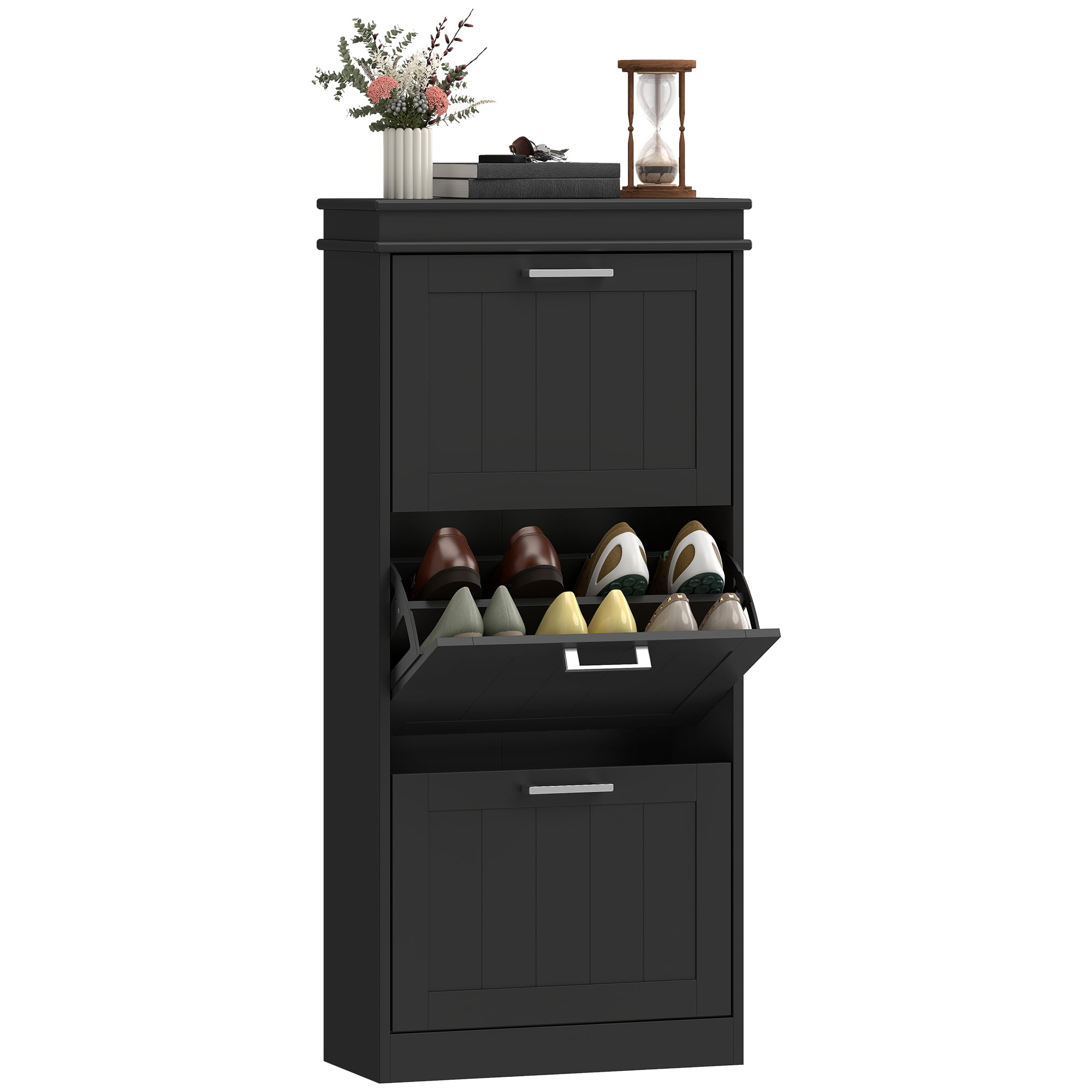 Click here for Homcom Narrow Shoe Cabinet With Flip Drawers Adjus... prices