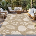 Beige Pumpkins Outdoor Rug, Botanical Fern Leaf Tropical Fronds Khaki ...