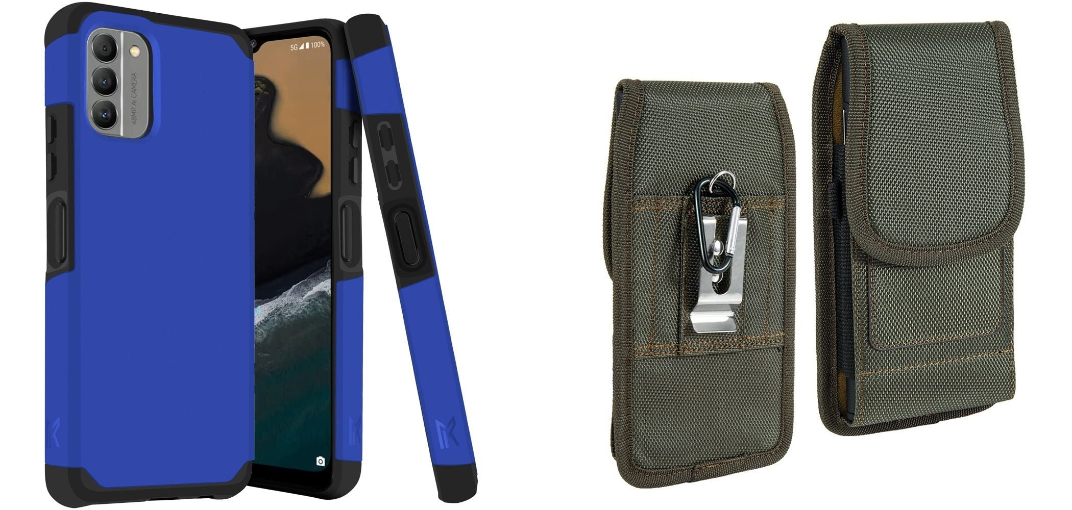 MK Armor Case for Nokia G400 5G and Vertical Nylon Belt Holster (Blue ...
