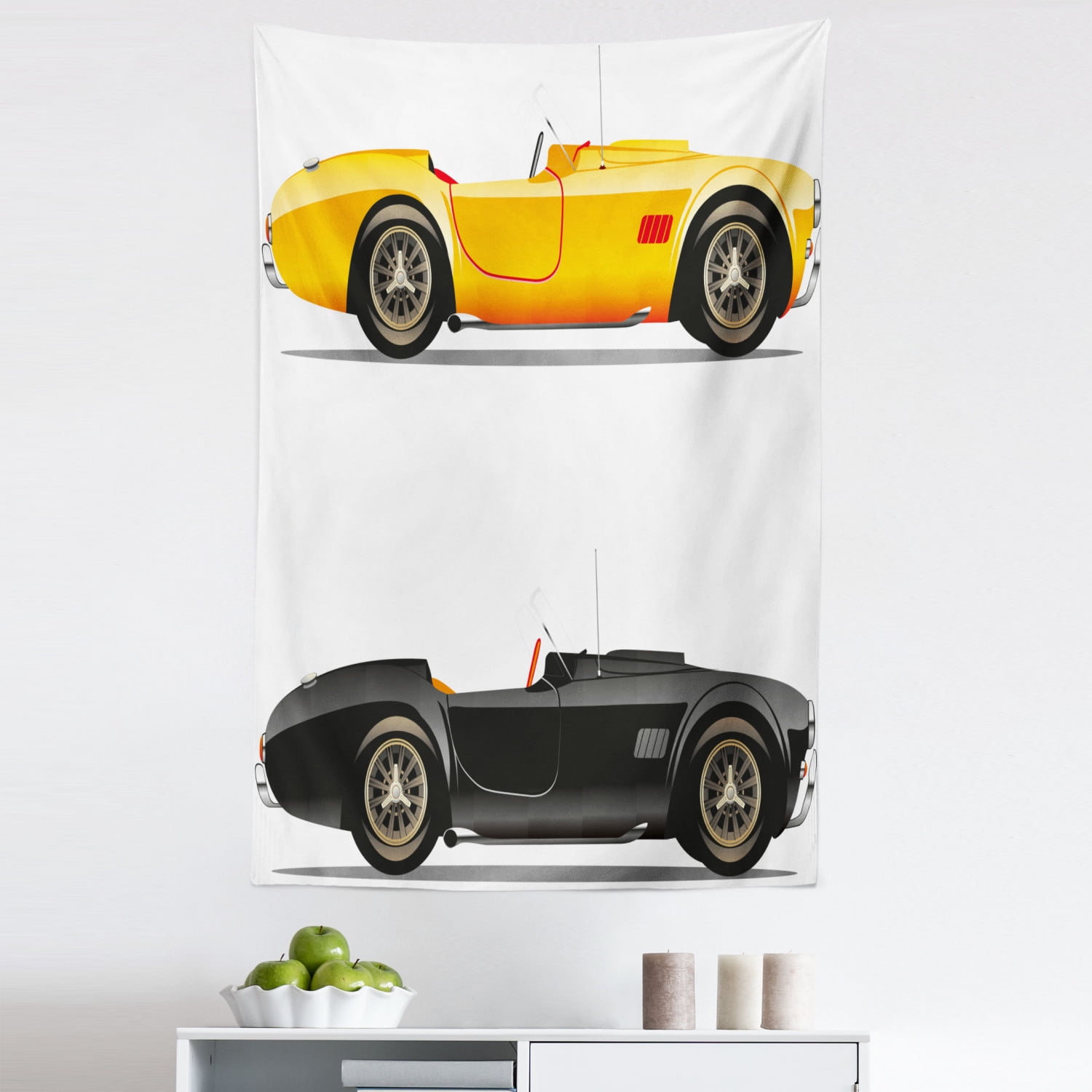 Vintage Tapestry, Retro Nostalgic Cars Auto Engine Vehicle Inspired ...