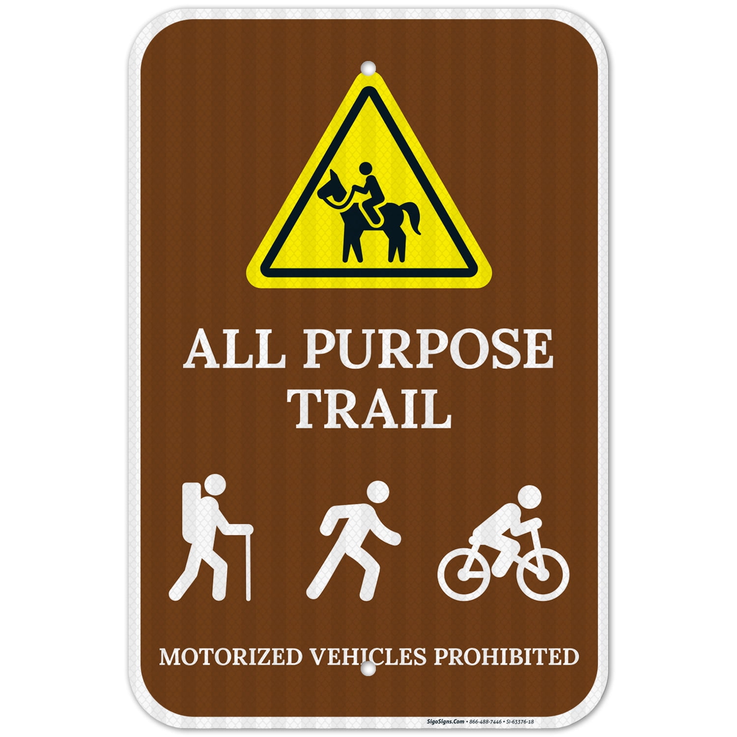 All Purpose Trail Motorized Vehicles Prohibited Sign, - Walmart.com