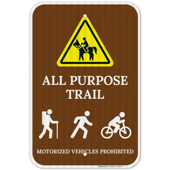 All Purpose Trail Motorized Vehicles Prohibited Sign, - Walmart.com