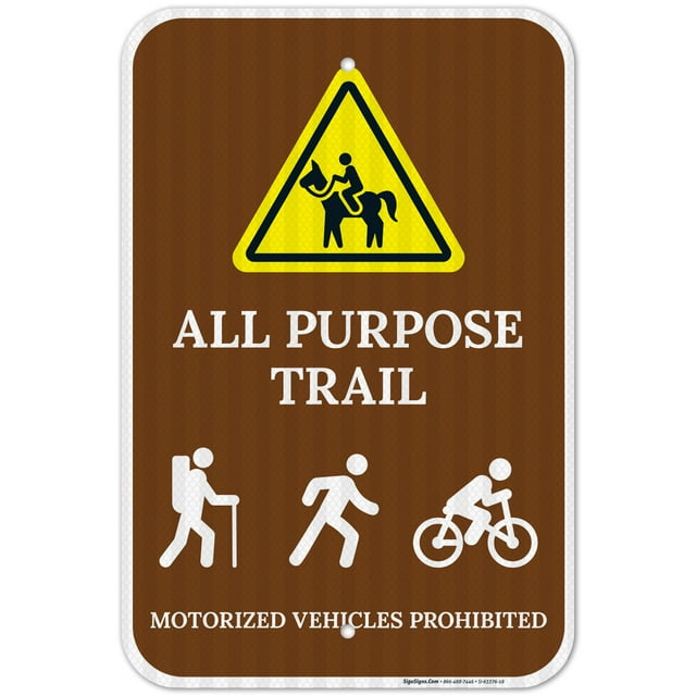 All Purpose Trail Motorized Vehicles Prohibited Sign, - Walmart.com
