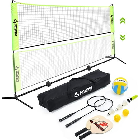 Badminton, Pickleball & Kids' Volleyball Net Set - 17ft Wide 35''-61 ...