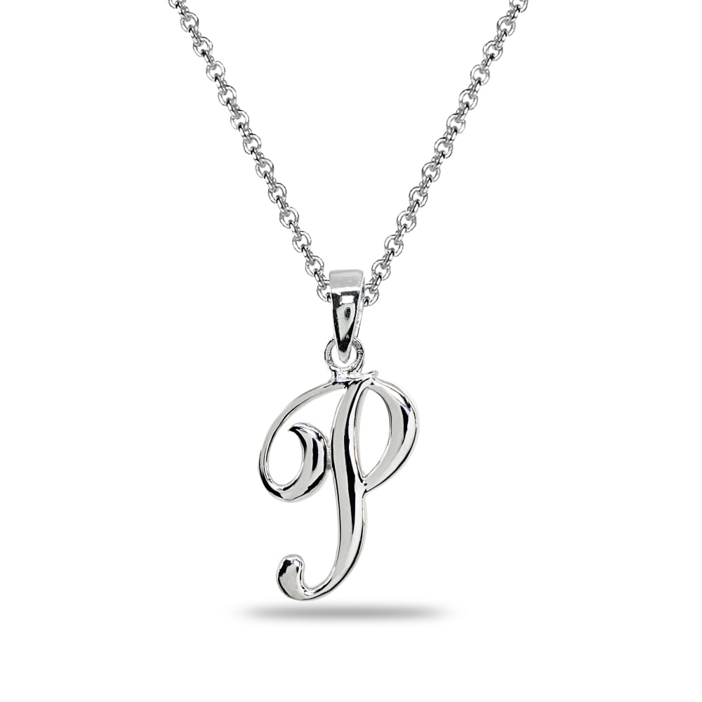 P Letter Initial Alphabet Name Personalized 925 Sterling Silver Pendant ...