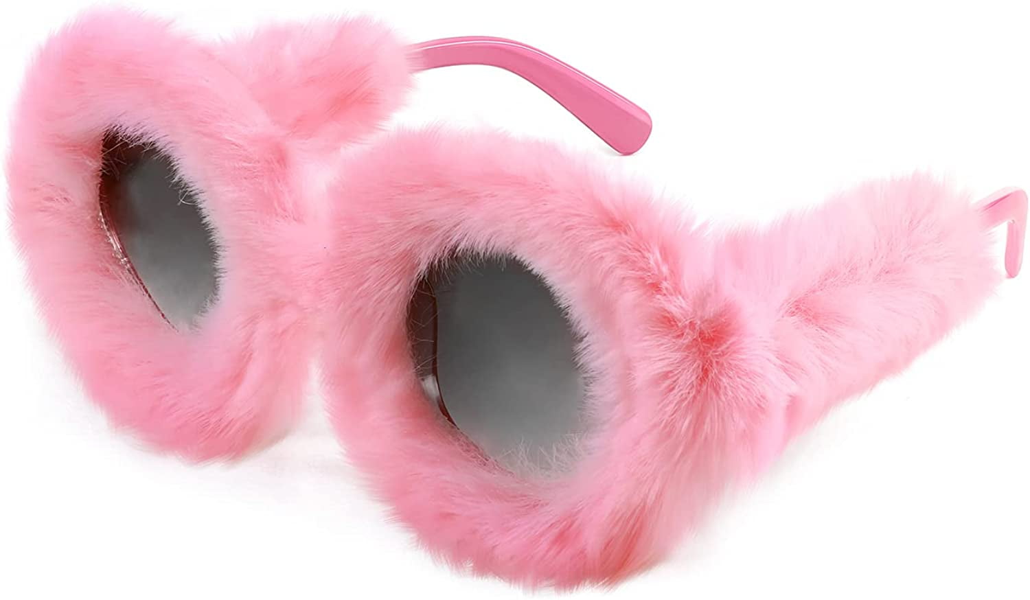 FEISEDY Women Plush Fuzzy Round Sunglasses Punk Soft Velvet Shades ...