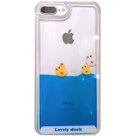 mueisuert Case for iPhone 7/8，3D Dynamic Blue Liquid Floating Ducks and ...