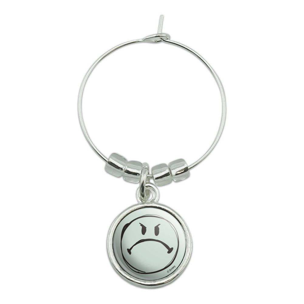 Smiley Surprised Mad Angry Ticked Off Face Wine Glass Charm Drink ...