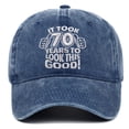 70th birthday gift embroidered baseball cap, pure cotton distressed ...