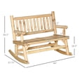 2-Person Wood Rocking Chair - Fir Wood Loveseat for Patio, Backyard ...