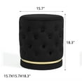 Joveco Round Velvet Ottoman Footstool, Modern Upholstered Button Tufted ...