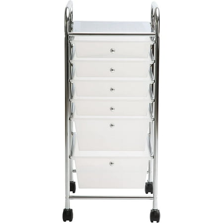 6-Drawer Rolling Cart,Storage Rolling Carts with Semi-Transparent White ...