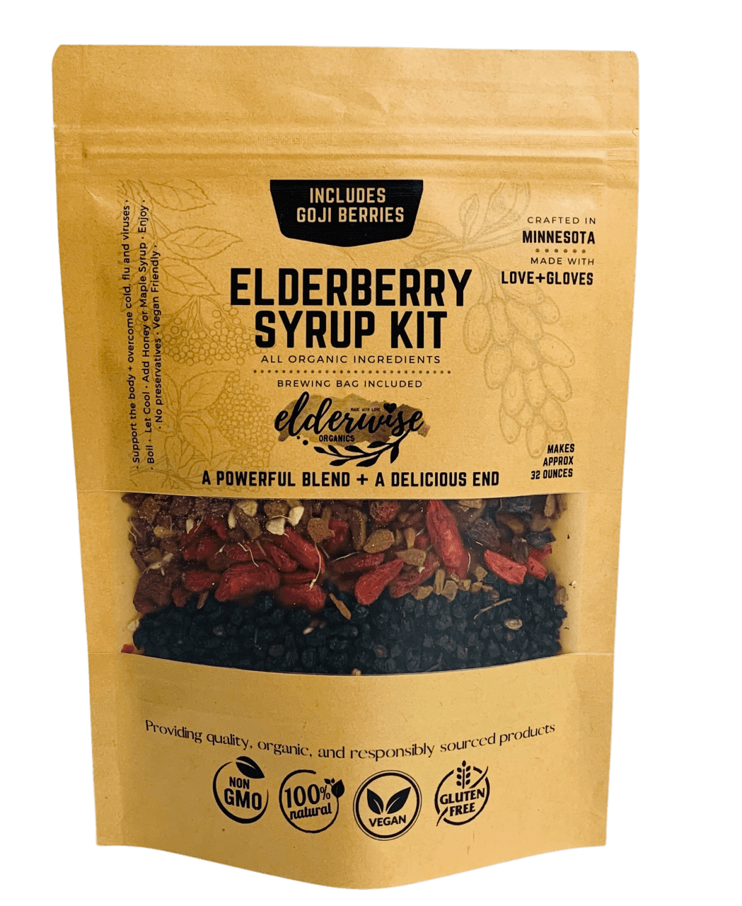 Elderberry Syrup | GOJI Berry | Makes 32oz | Brewing Bag Included ...