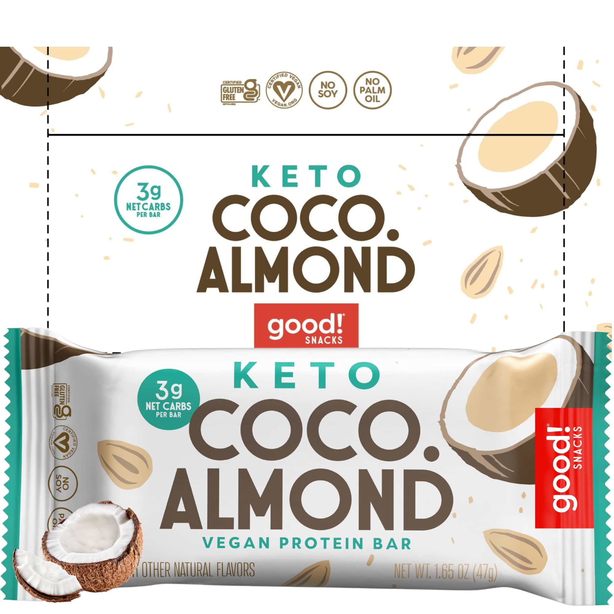 Good Snacks Keto Vegan Protein Bars Coconut Almond Gluten Free Keto Snack Bar Low Carb Low