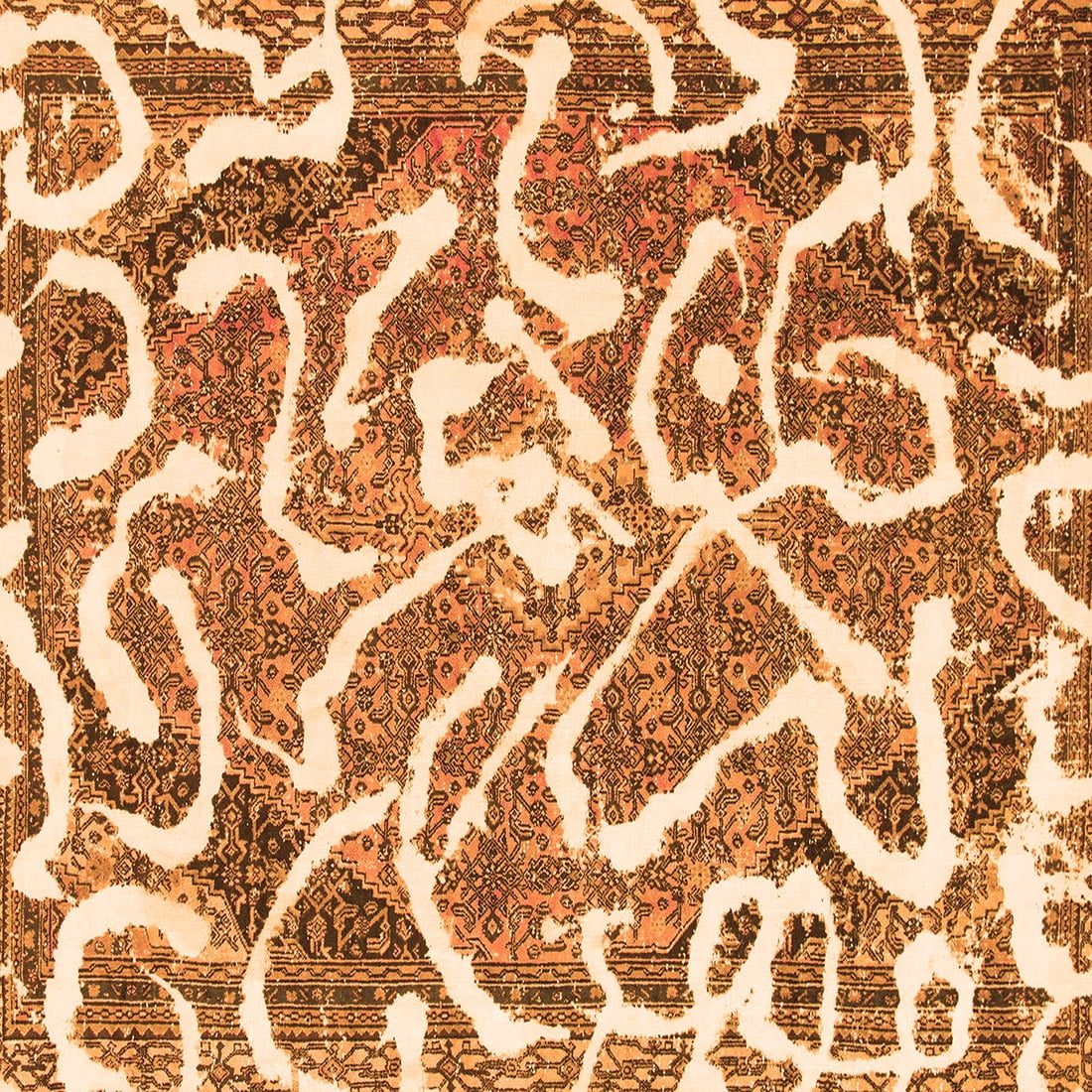 Ahgly Company Indoor Square Abstract Orange Modern Area Rugs, 3' Square ...