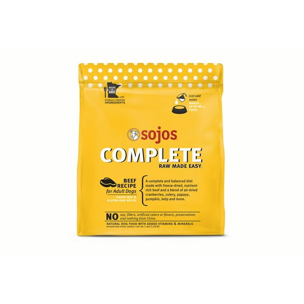 Sojos Complete Beef Recipe Adult Grain-Free Freeze-Dried Raw Dog Food ...