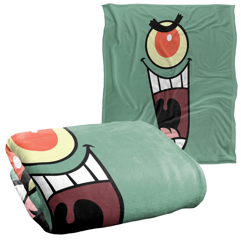Spongebob Blanket, 50"x60" Plankton Face Silky Touch Super Soft Throw ...