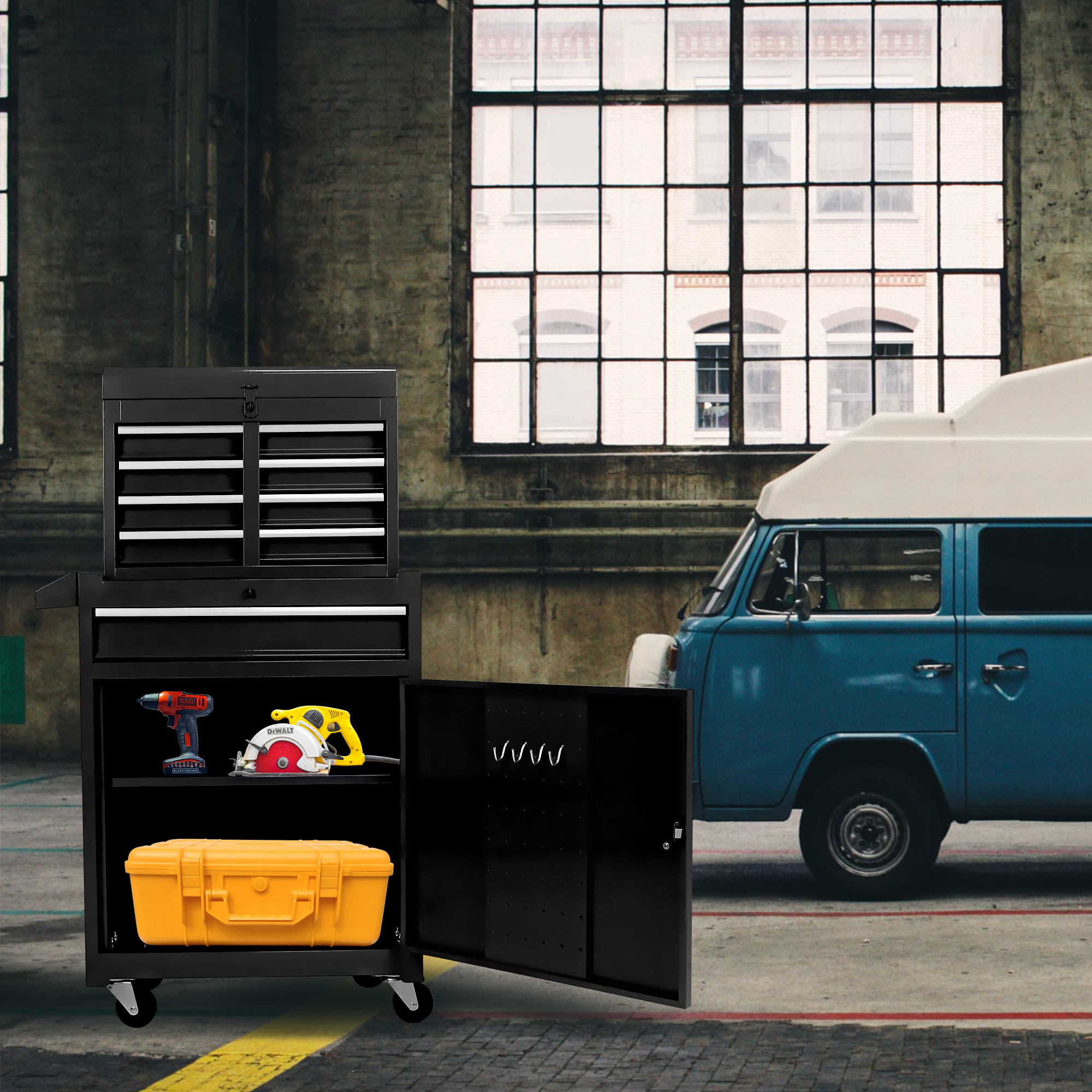 5-Drawer Rolling Tool Chest & Removable Tool Box with Locking System ...