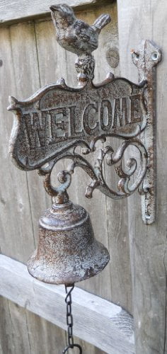 Cast Iron Hanging Welcome Bell with Bird - Walmart.com