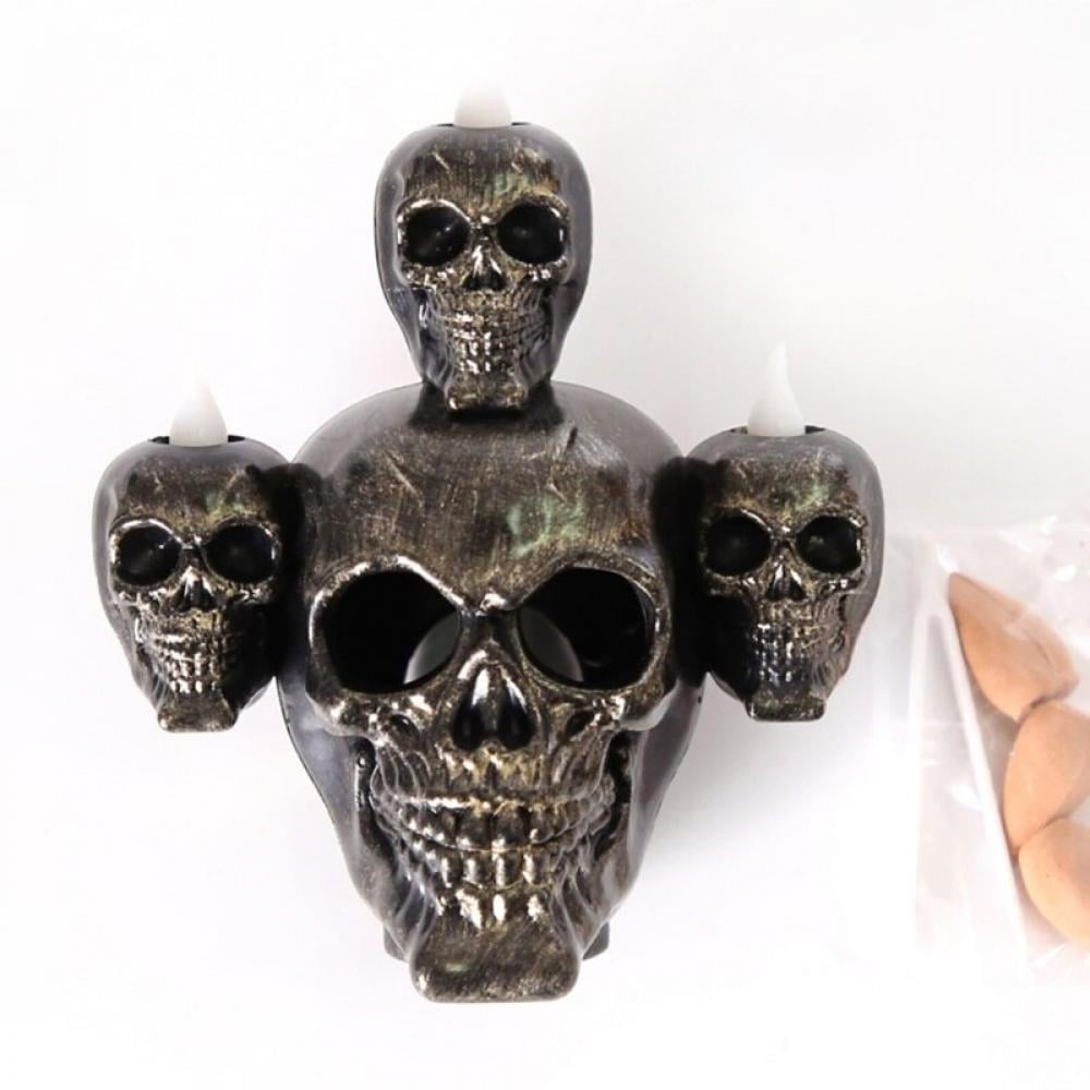 New Halloween Decorative Skull Candle Light With Smoke Decorative Skull ...