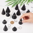 1set 12pcs 3 style Wooden Finger Ring Display Stands Cone Shaped Black ...