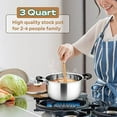 3QT Stainless Steel Stock Pot, Cooking Soup Pot with Lid, Heavy Duty ...