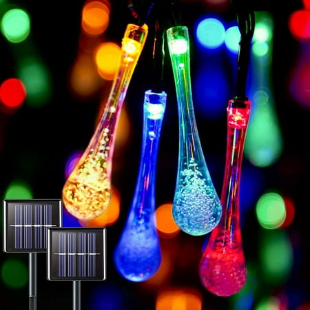 30 LED Outdoor String Lights Solar Teardrop Lights Multicolor Outdoor ...