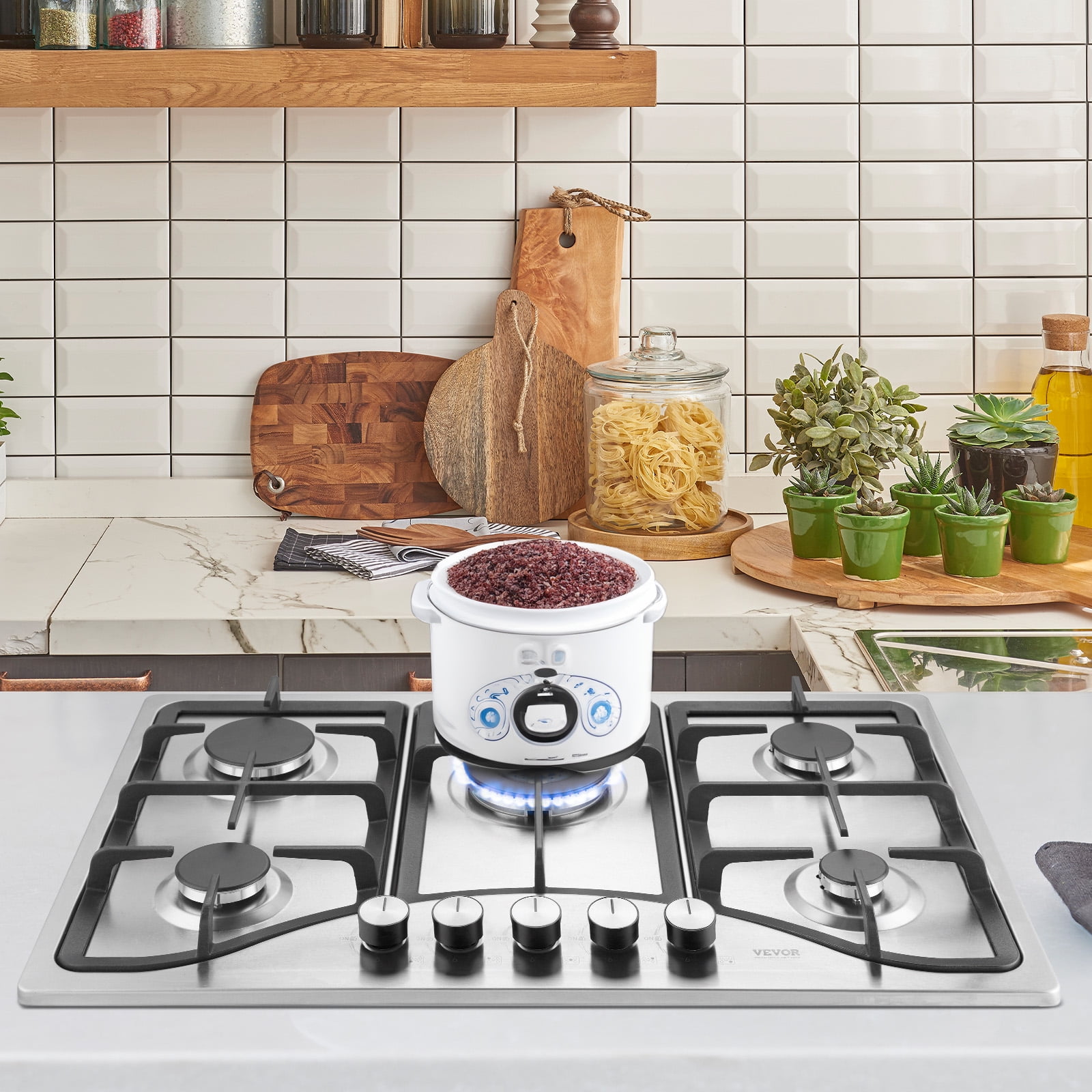 BENTISM Gas Cooktop Stove Top 30 inch Max 12250BTU 5 Burners Built-in ...