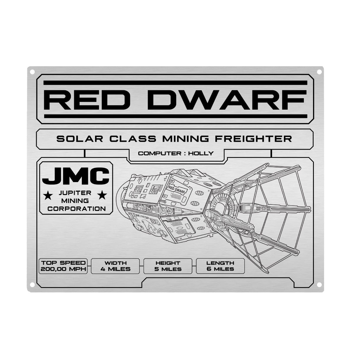 Red Dwarf Ship Specifications Aluminum Sign - Walmart.com