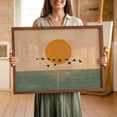 SHIRVA Mid Century Modern Rising Sun, Japanese Abstract Landscape Art ...