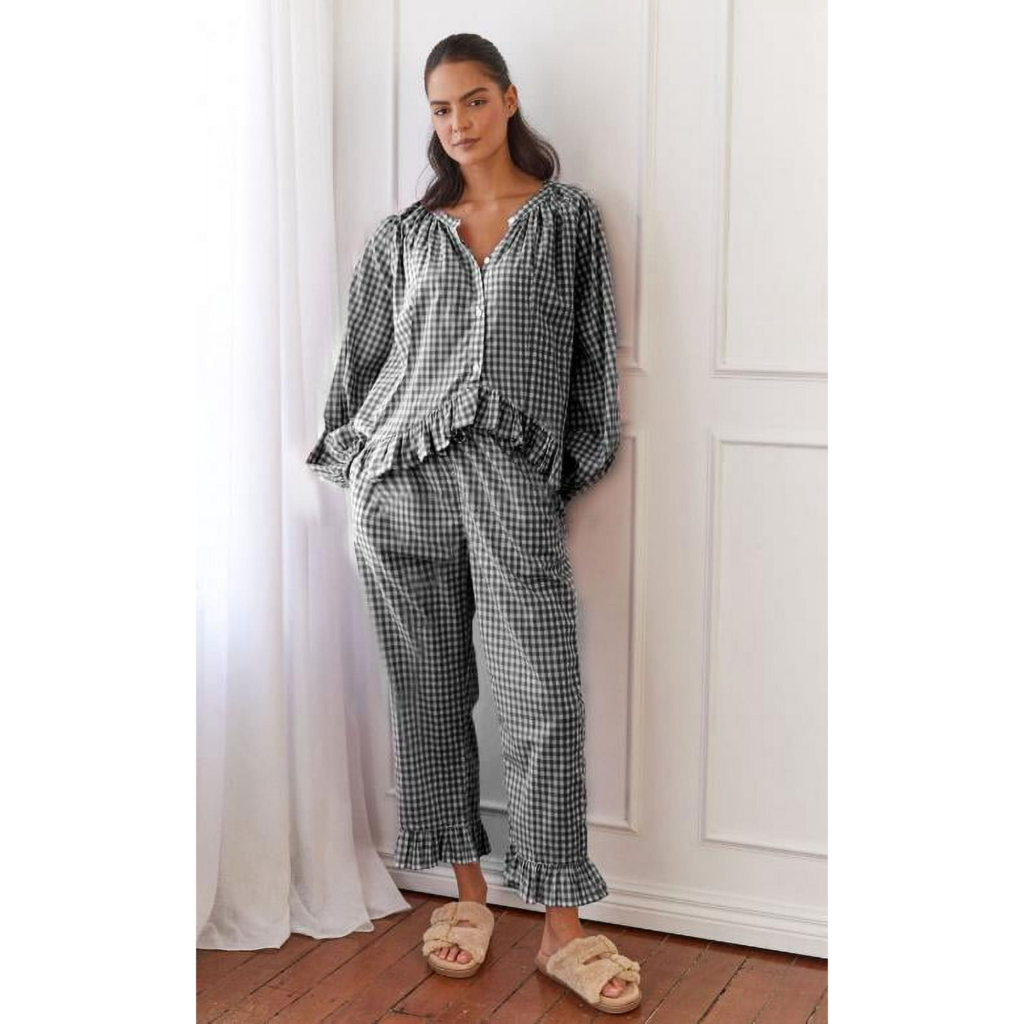 Click here for Gupgi Women Plaid Pajama Sets 2 Piece Lounge Set L... prices