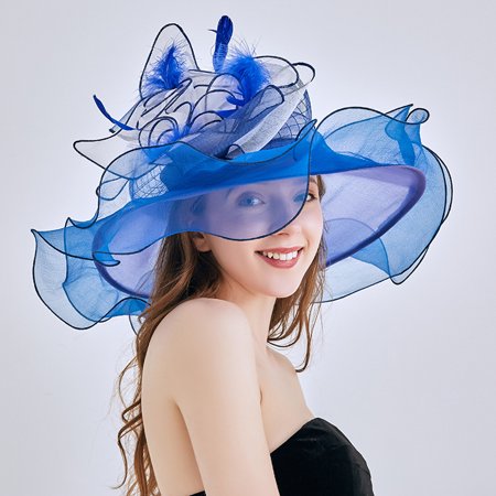 Big Brim Hat Organza Hats Summer Beach Cap Tea Party Wedding Fascinator ...