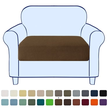Subrtex Texture Grid Slipcover Stretch Box Seat Cushion Cover (2 Pcs ...