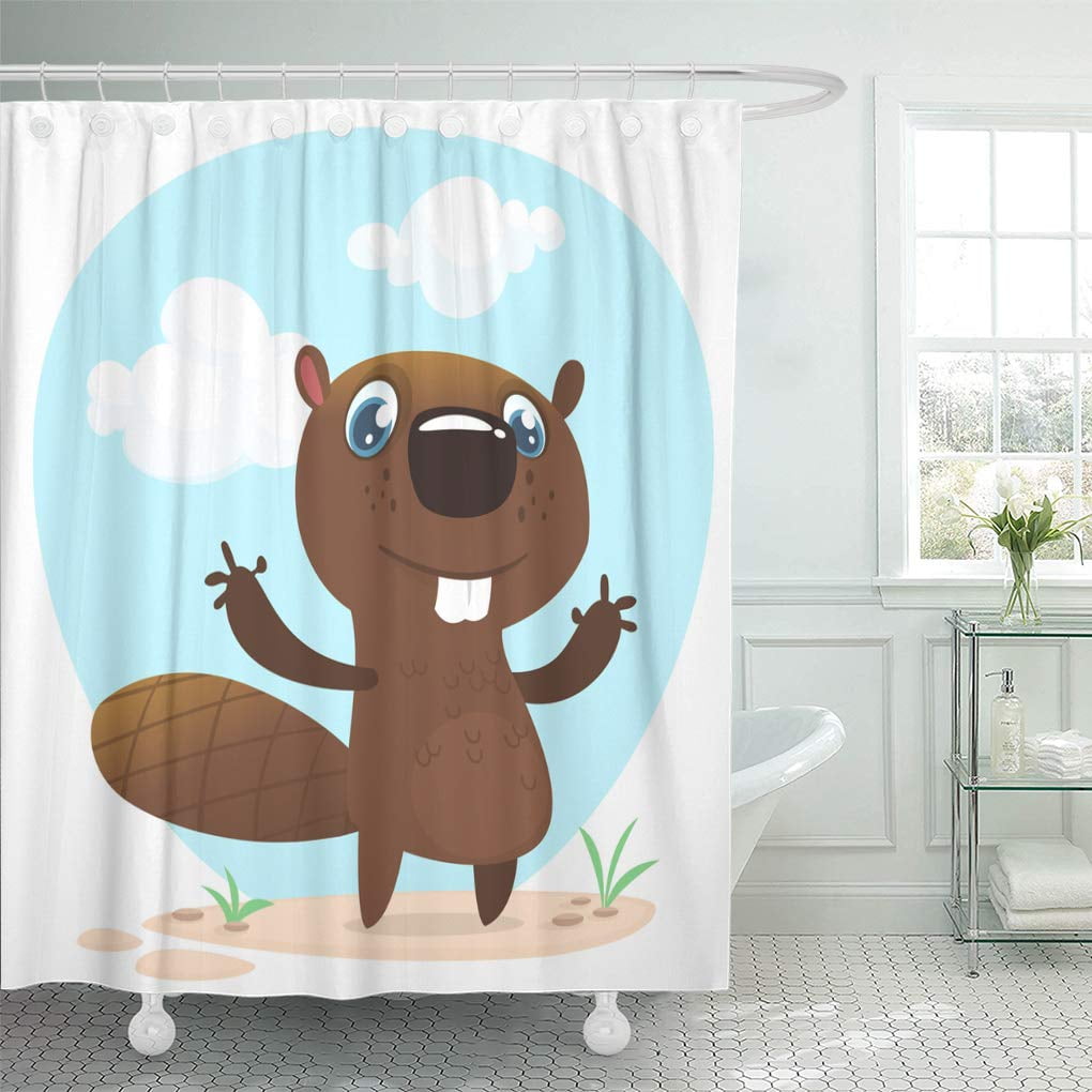 CYNLON Cute Funny Cartoon Beaver Waving His Hands Fluffy Character Big ...