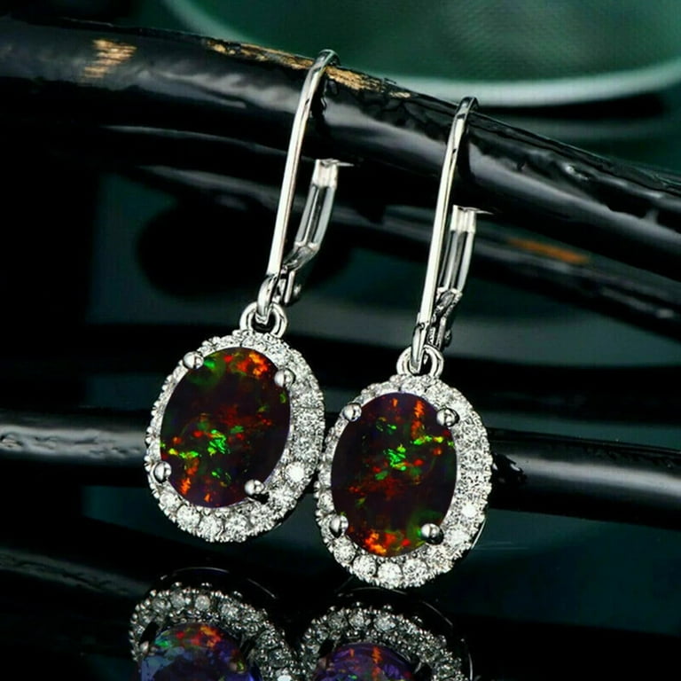 Black fire opal earrings store