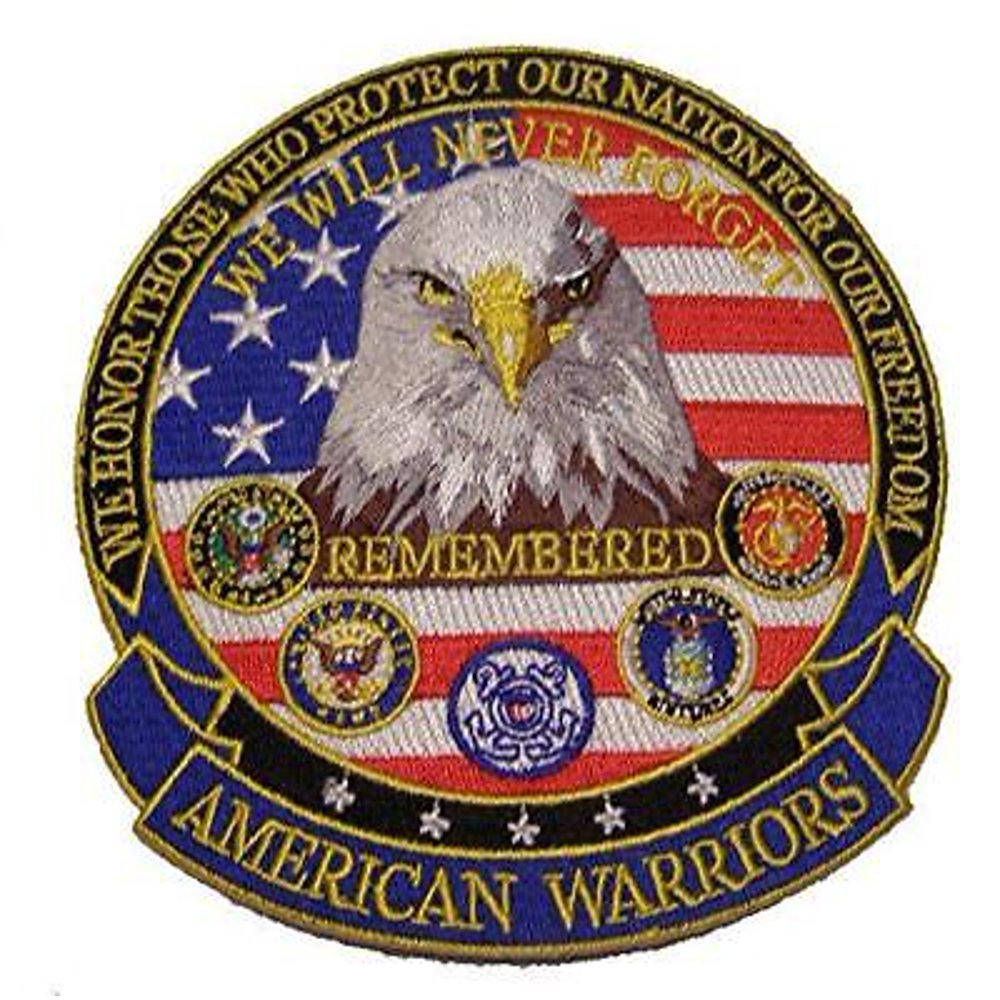 AMERICAN WARRIORS EAGLE LARGE PATCH VETERAN USCG ARMY NAVY USMC USAF ...