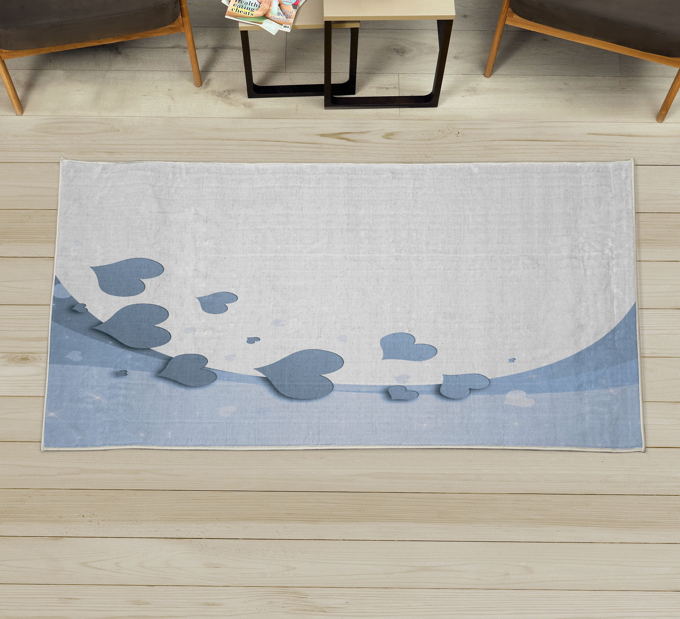 Love Decorative Rug, Valentines Day Romance Art with Hearts Stars ...