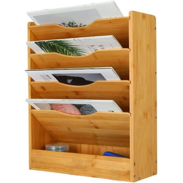 Home Intuition Wall Mount Bamboo Mail Letter Holder Organizer Rack, 3 ...