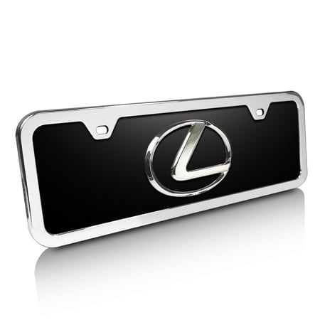 Lexus Black Acrylic Half-size License Plate with Chrome Frame Kit ...