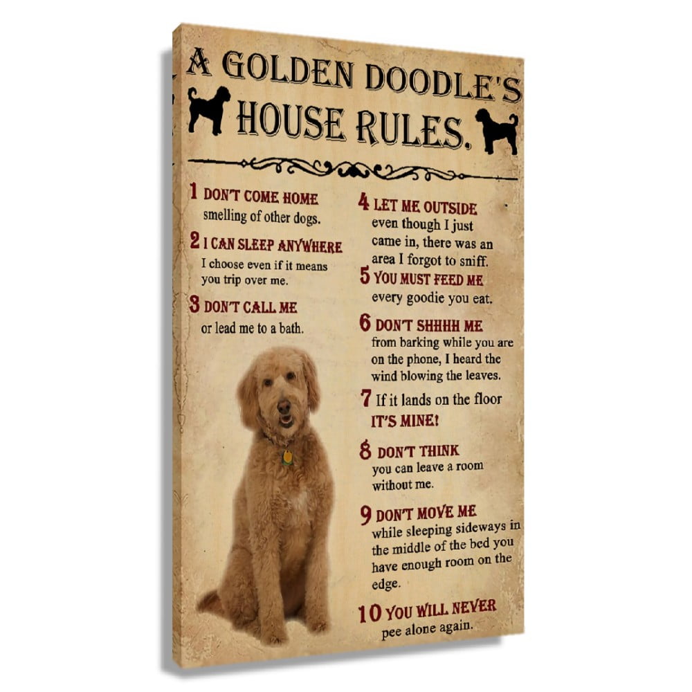 Golden Doodle Dog Wall Art Rustic Home Poster Room Decor For Bedroom ...