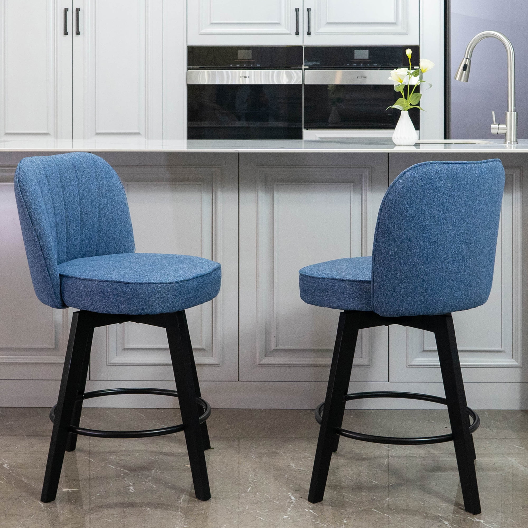 MINCETA Counter Stools,26" 360 Free Swivel Vertical Line Modern ...