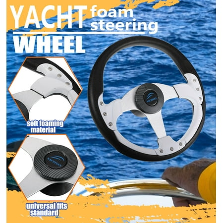 Boat Steering Wheel Covered Grip Pontoon Aluminum Inch Boat Steering ...