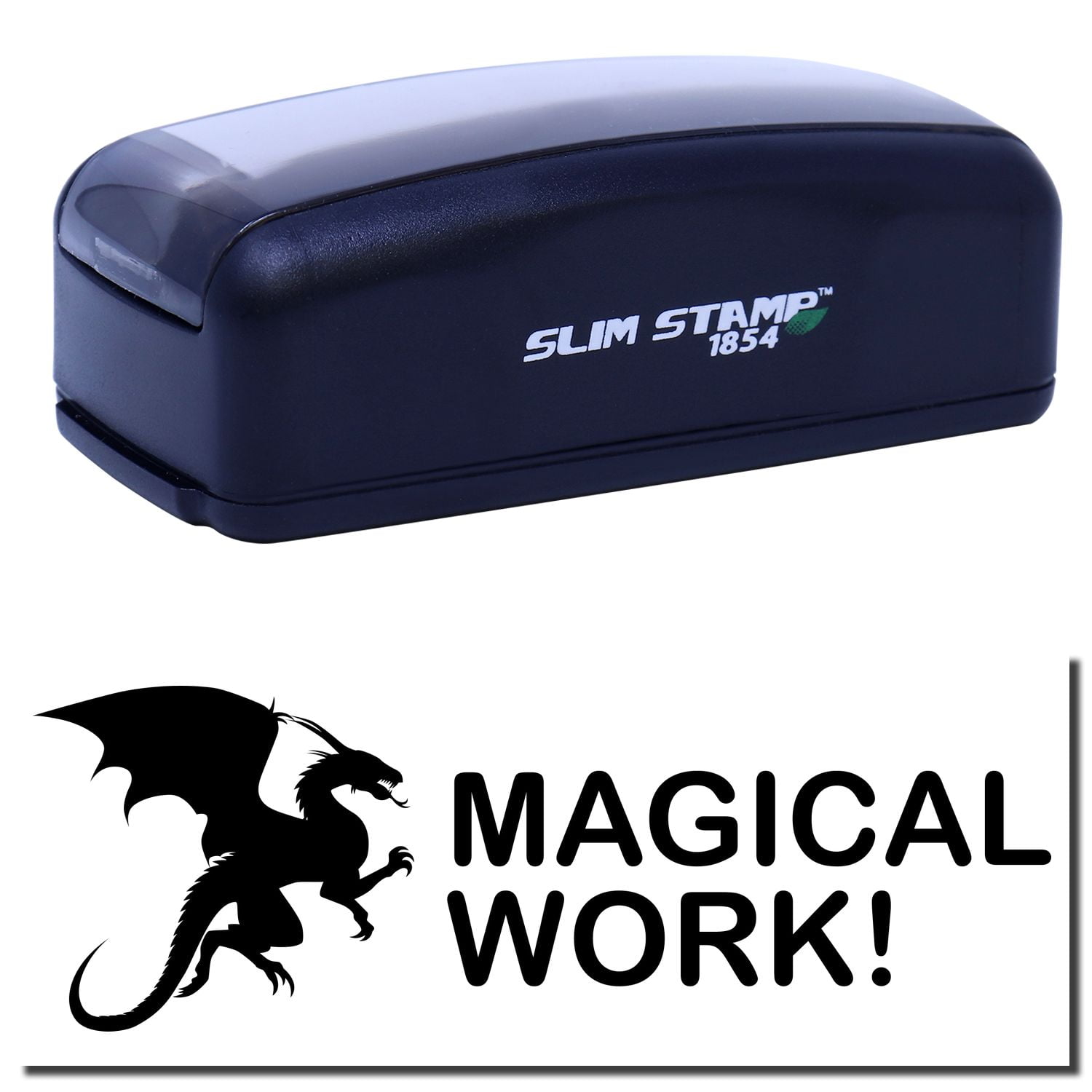 Large Pre-Inked Dragon Magical Work Stamp, Slim 1854, Ultra Slim Design ...