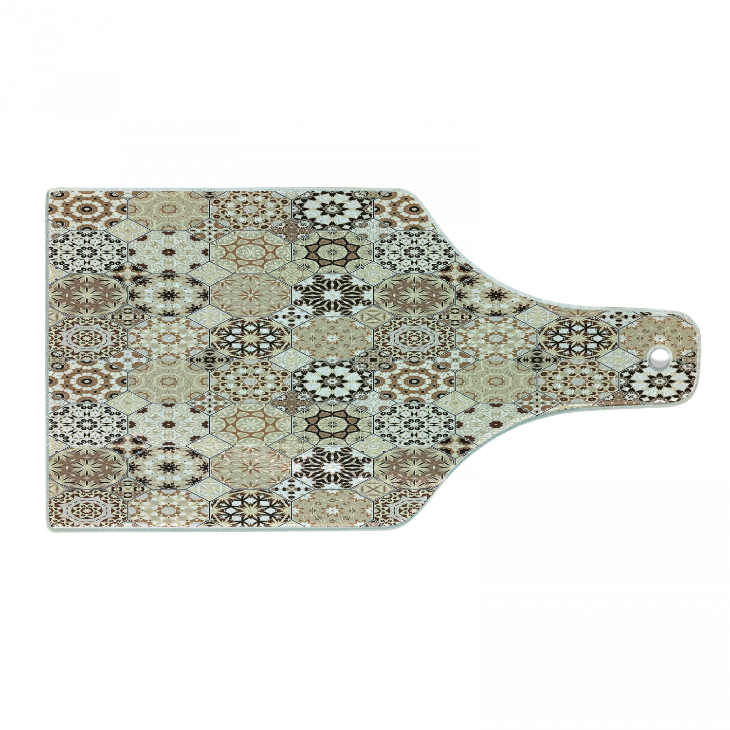 Eastern Cutting Board, Octagonal and Square Ornaments Retro Colored Old ...