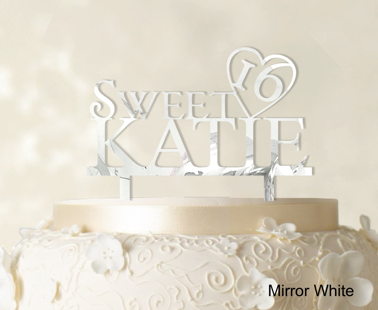 "Personalized Birthday Cake Topper Mirror Cake Topper Color Option ...