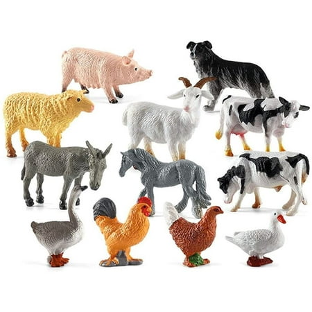 yayagoli 12pcs Mini Farm Animal Figures Farm Animals Set Miniatures ...