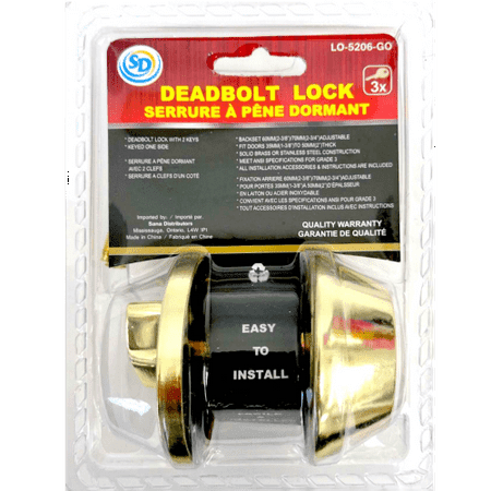 SD Deadbolt Lock With Key - Gold | Walmart Canada