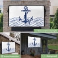 Blue White Anchor Outdoor TV Cover Nautical Navy Blue Ocean Waves ...