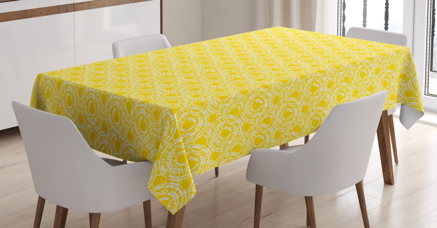 Abstract Tablecloth, Sunshine Joyful Summer Theme with Repeating Motifs ...