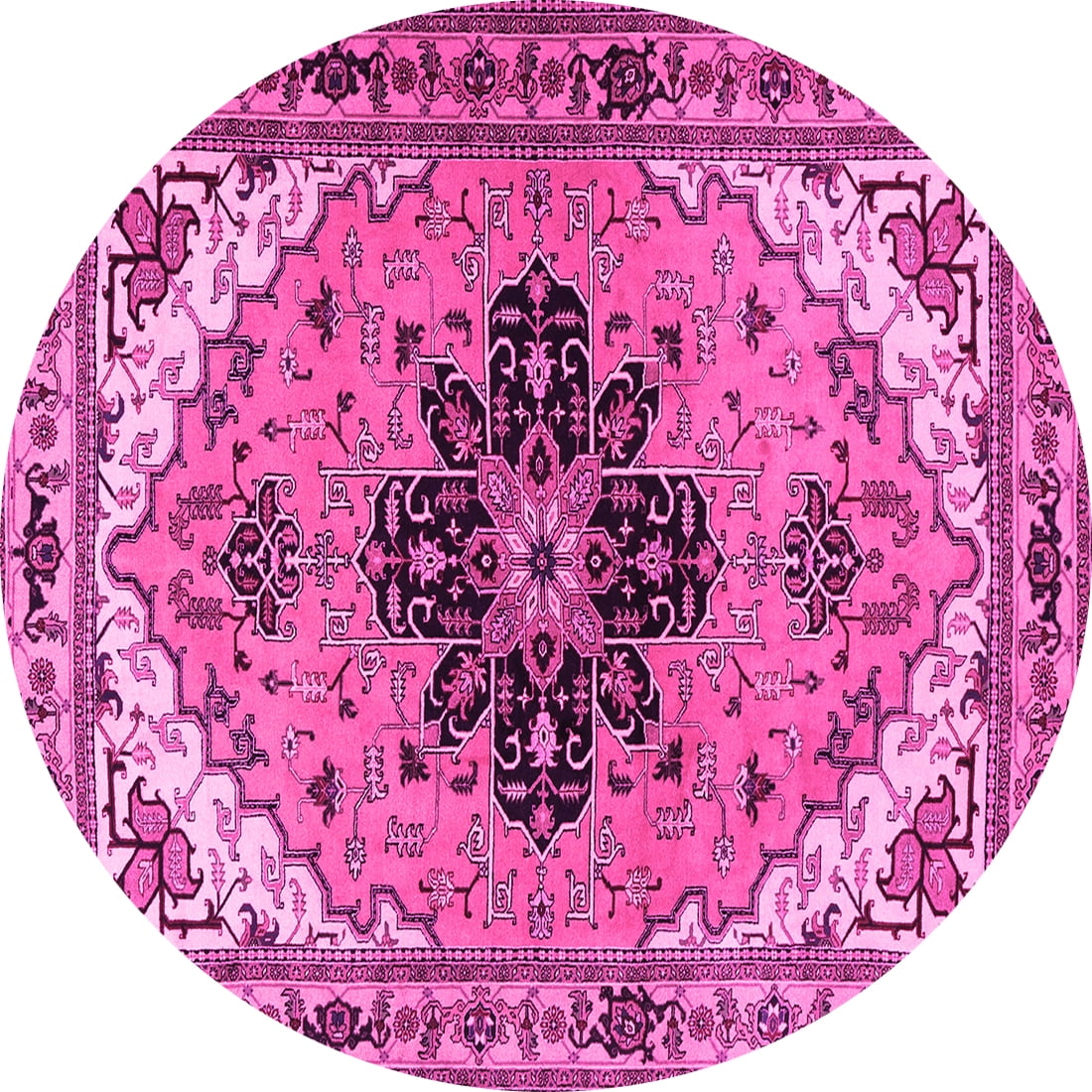 Ahgly Company Indoor Round Persian Pink Traditional Area Rugs, 6' Round ...
